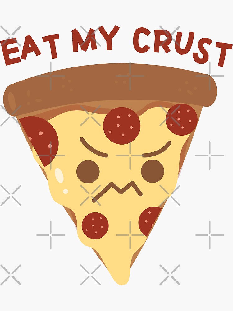 "Angry Pizza Slice Eat My Crust" Sticker for Sale by ISpyKawaii | Redbubble