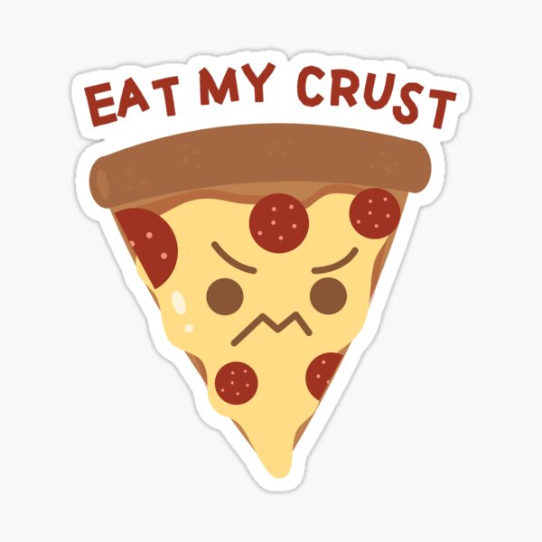 "Angry Pizza Slice Eat My Crust" Sticker for Sale by ISpyKawaii | Redbubble