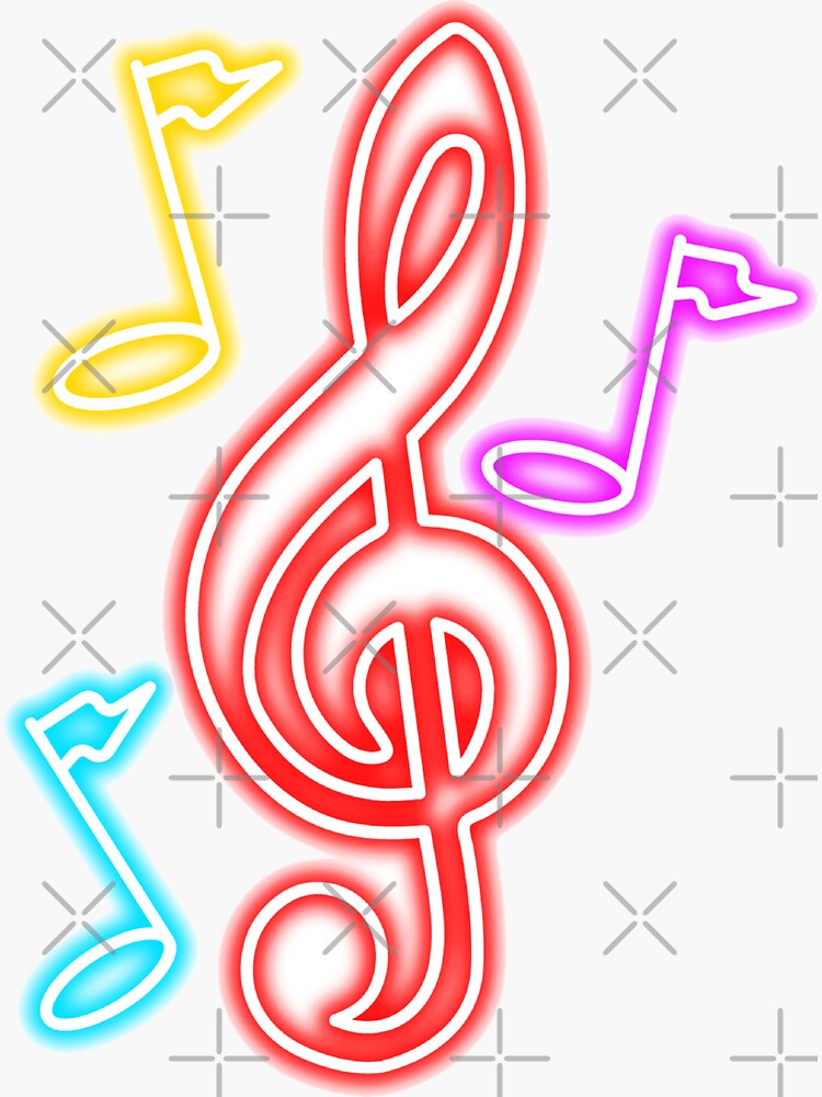 "Neon Music Notes" Sticker for Sale by KleineStar | Redbubble