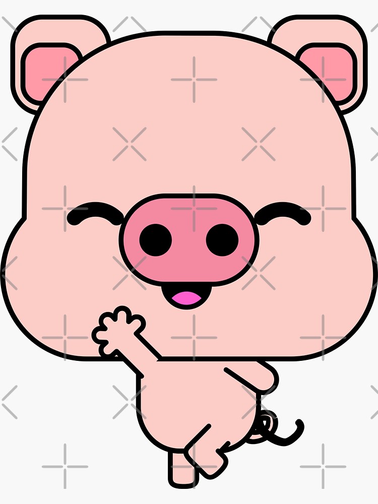 "Cute Pig raising hand" Sticker for Sale by Animster | Redbubble