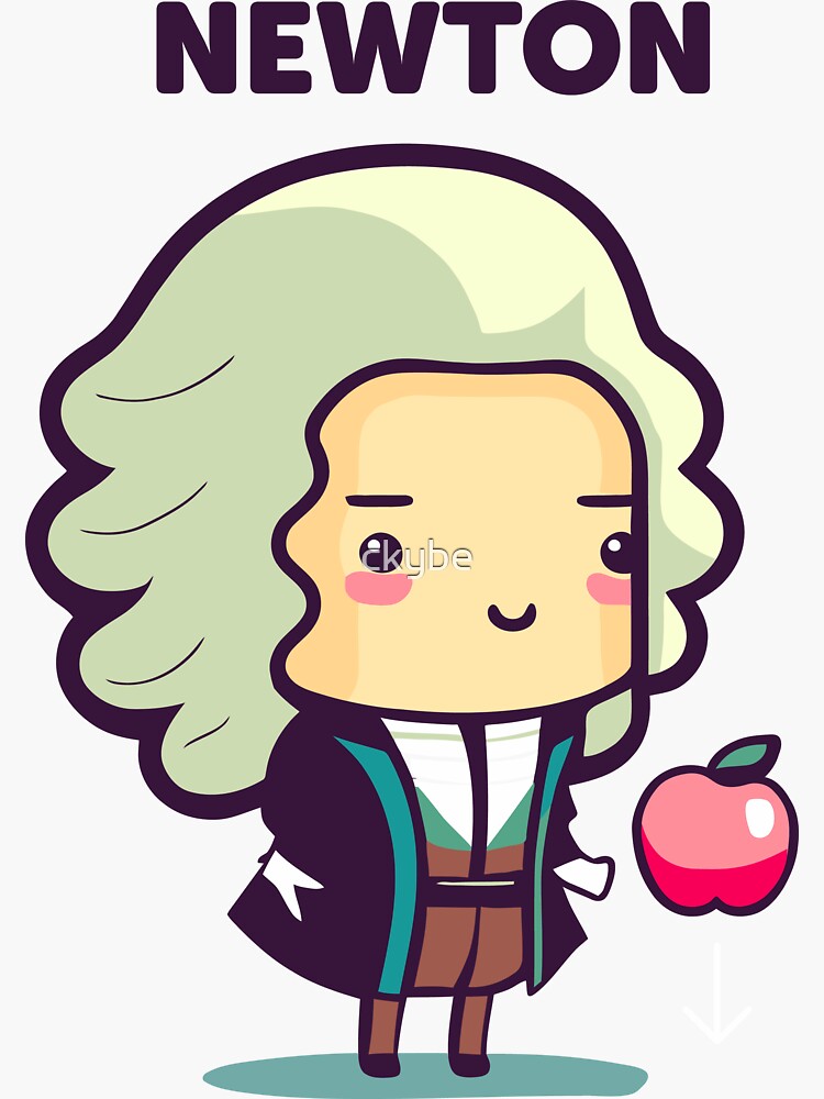 "Isaac Newton in Kawaii Style" Sticker for Sale by ckybe | Redbubble