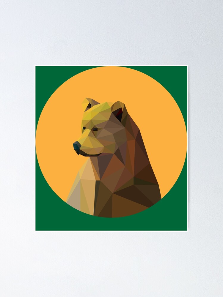 "Cartoony Geometric Brown Bear Illustrated" Poster for Sale by Miru-mir ...