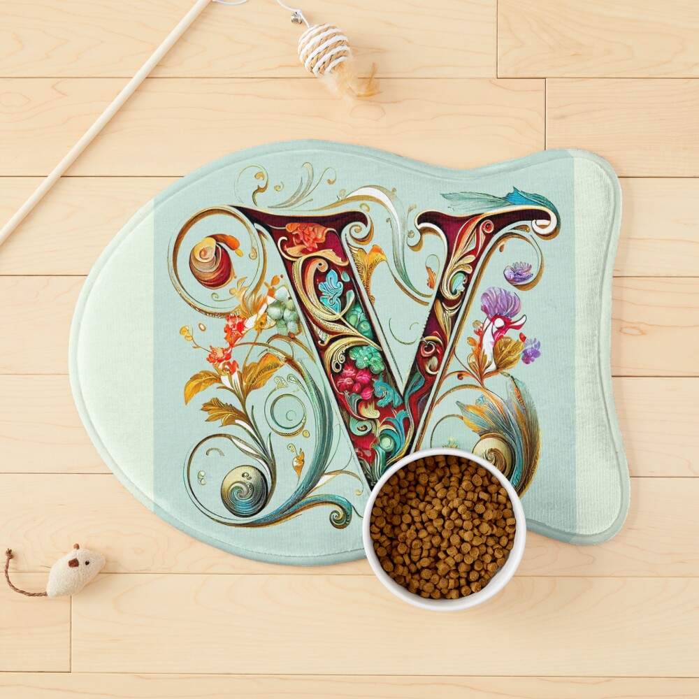 "Art Font Letter V: Art Nouveau Style, Unique and Colorful, Light Green ...