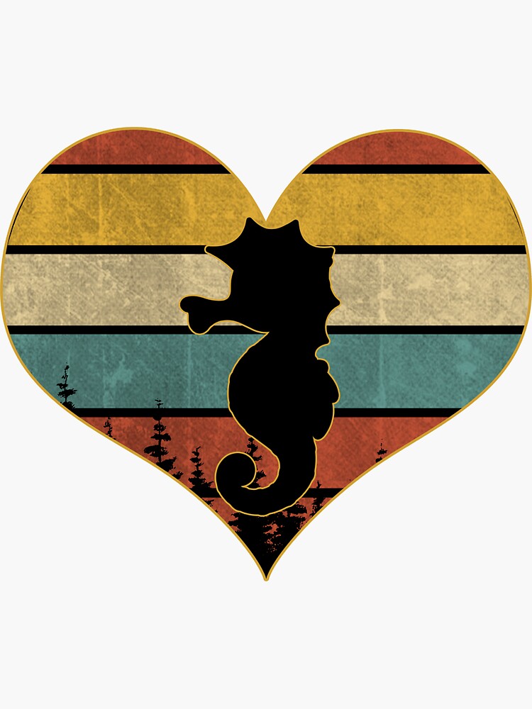 "Retro vintage seahorse heart" Sticker for Sale by gastonfongemie ...