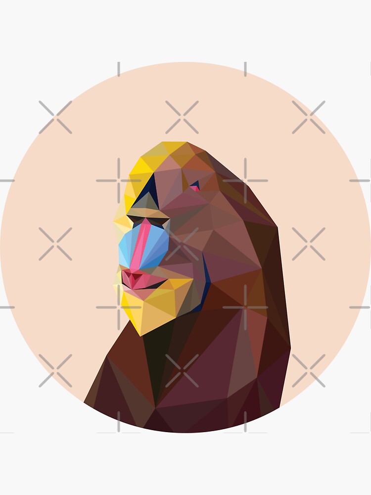 "Cartoony Geometric Orangutan Illustrated" Sticker for Sale by Miru-mir | Redbubble