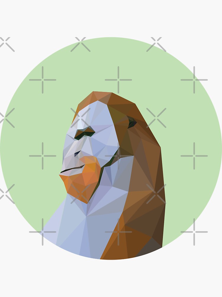 "Cartoony Geometric Orangutan Illustrated" Sticker for Sale by Miru-mir | Redbubble