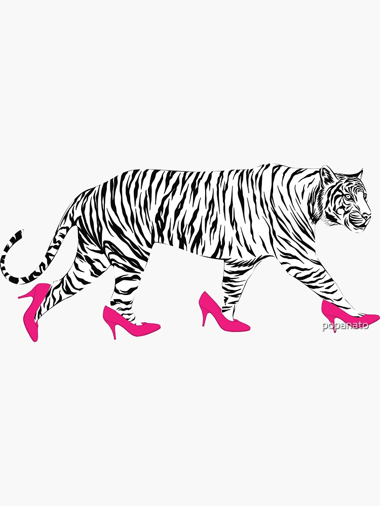 "Tiger in pink high heels" Sticker for Sale by popanato | Redbubble