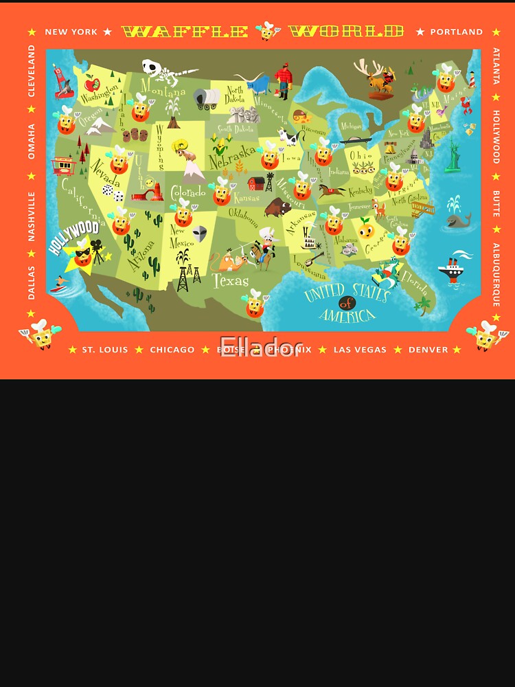 "Waffle World Map" T-shirt for Sale by Ellador | Redbubble | breakfast ...