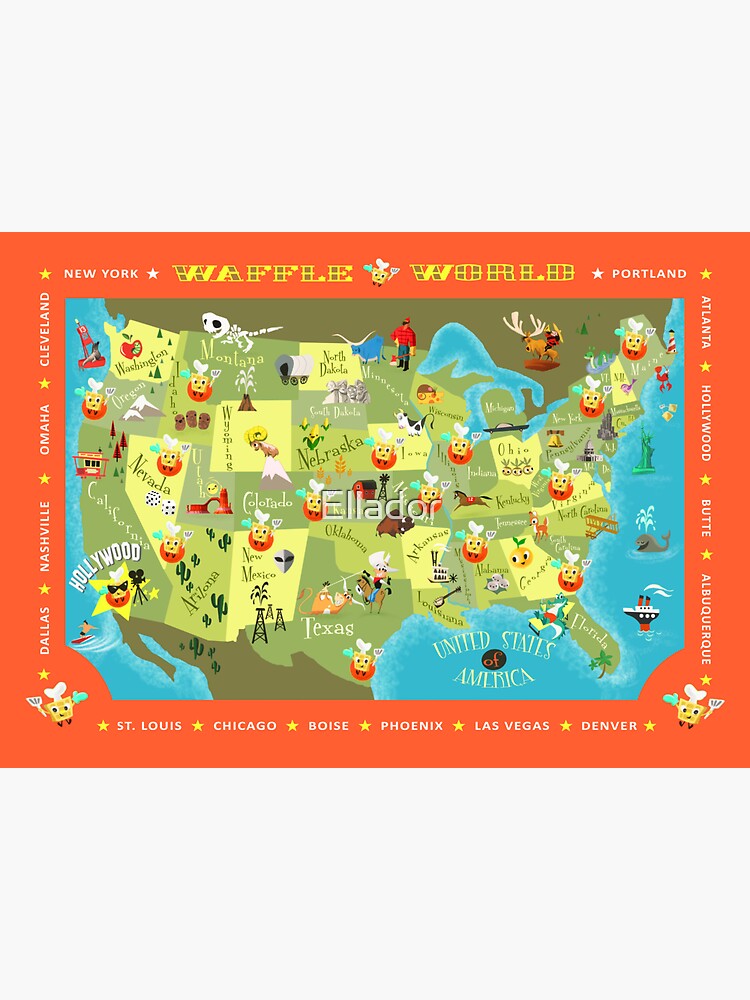 "Waffle World Map" Sticker for Sale by Ellador | Redbubble