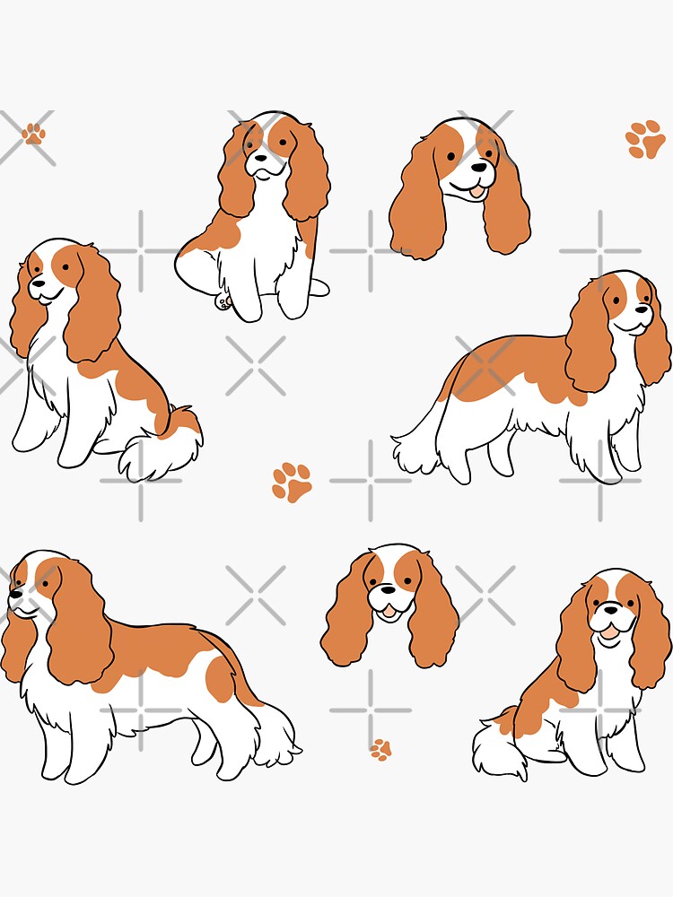 "Cavalier King Charles Spaniel pack" Sticker for Sale by Yarafantasyart ...
