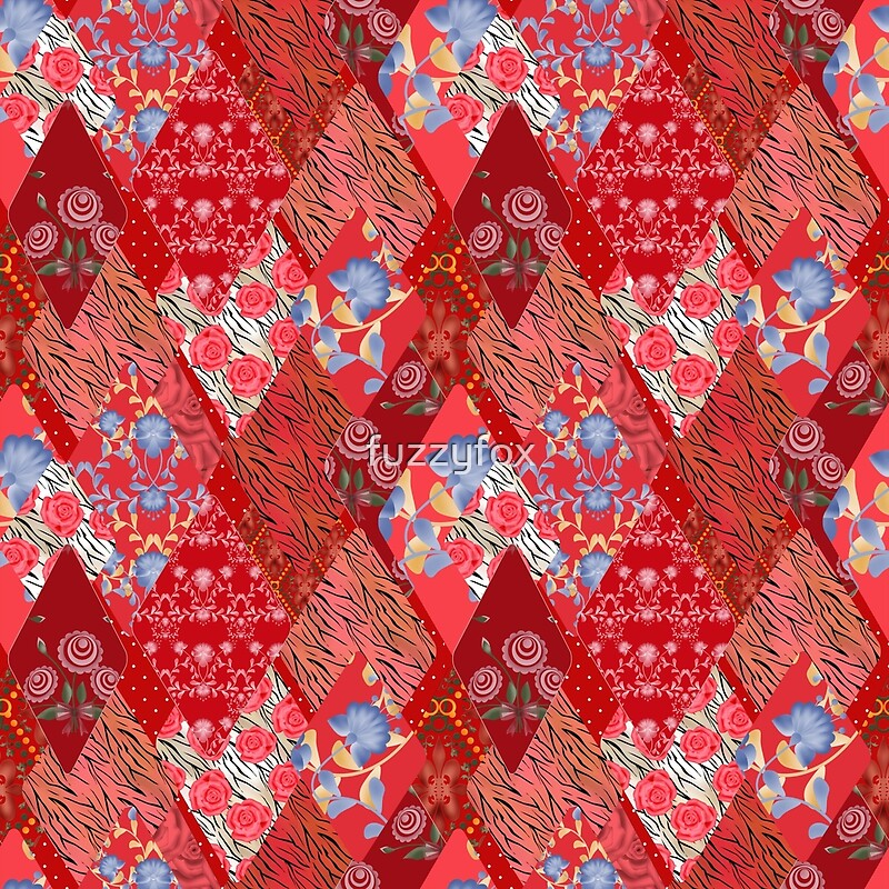 "Patchwork red seamless pattern" by fuzzyfox | Redbubble