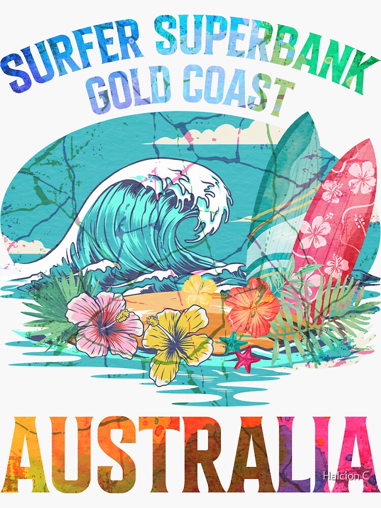 "Surfer Superbank Gold Coast AUSTRALIA " Sticker for Sale by hallie1357 ...