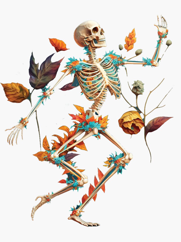 "Bones And Botany , Dancer Skeleton" Sticker for Sale by MiarCo | Redbubble