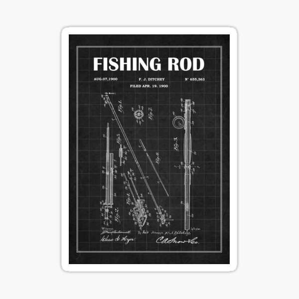 " 1900 Fishing Reel Patent - Fishing Rod patent blueprint- vintage ...