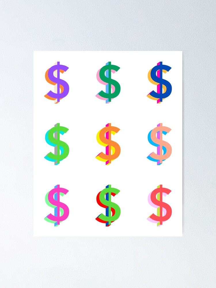 "Colorful Money Signs " Poster for Sale by mollsdesignss | Redbubble
