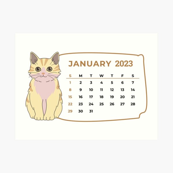 "Cute Cats Calendar 2023, January 2023 Calendar, Monthly Calendar 2023 ...