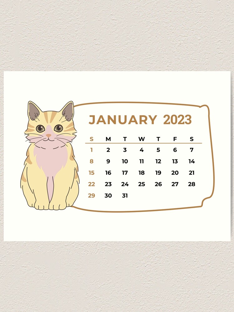 "Cute Cats Calendar 2023, January 2023 Calendar, Monthly Calendar 2023 ...