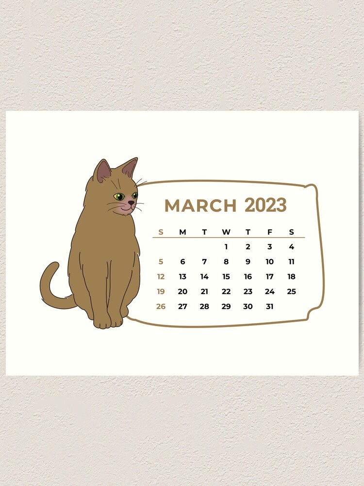 "Cute Cats Calendar 2023, March 2023 Calendar For Cat Lovers, Monthly ...