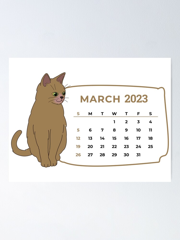 "Cute Cats Calendar 2023, March 2023 Calendar For Cat Lovers, Monthly ...