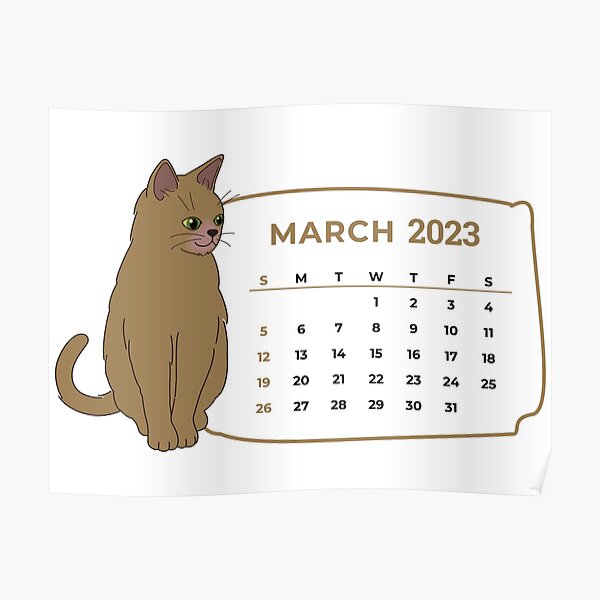 "Cute Cats Calendar 2023, March 2023 Calendar For Cat Lovers, Monthly ...