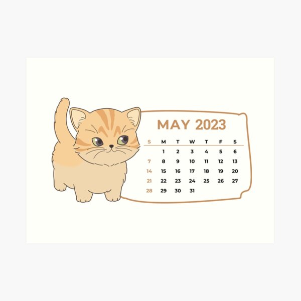 "Cute Cats Calendar 2023, May 2023 Calendar For Cat Lovers, Monthly ...