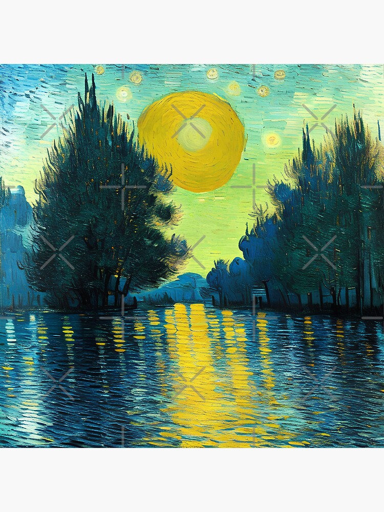 "Sunset at the Lake Vincent Van Gogh Inspired art" Sticker for Sale by ...