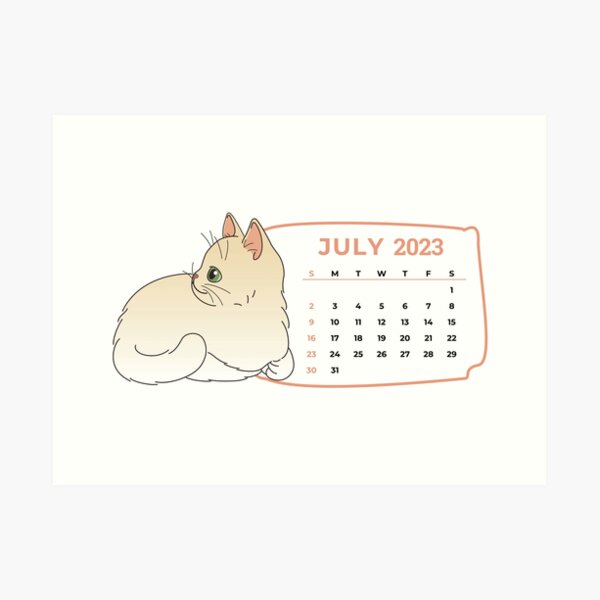 "Cute Cats Calendar 2023, July 2023 Calendar For Cat Lovers, Monthly ...