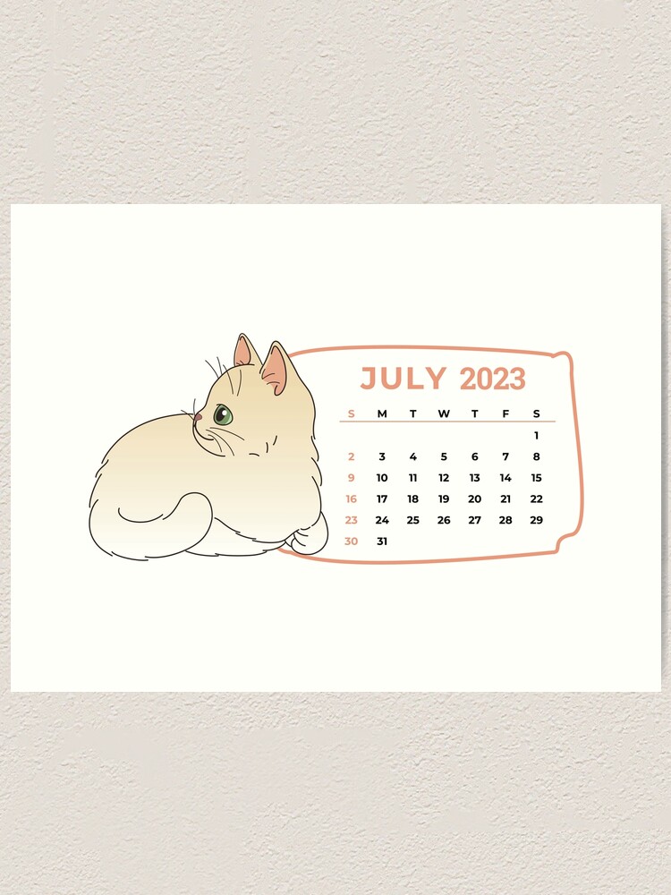 "Cute Cats Calendar 2023, July 2023 Calendar For Cat Lovers, Monthly ...