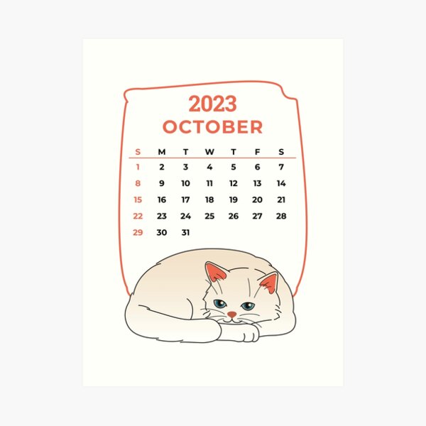 "Cute Cats Calendar 2023, October 2023 Calendar For Cat Lovers, Monthly ...