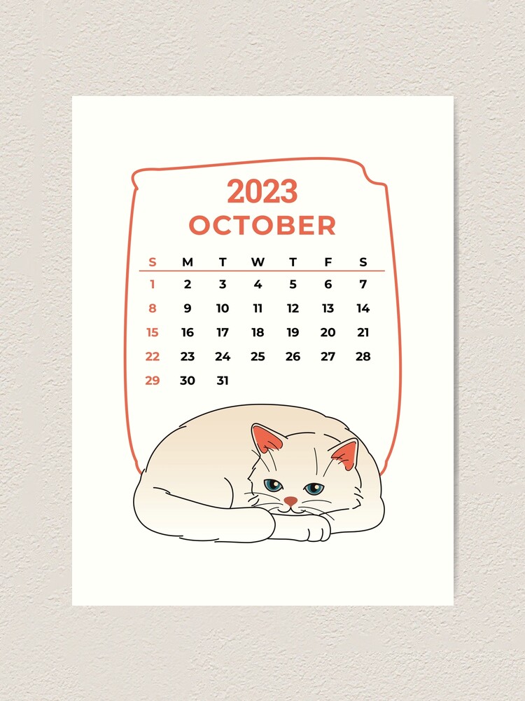 "Cute Cats Calendar 2023, October 2023 Calendar For Cat Lovers, Monthly ...