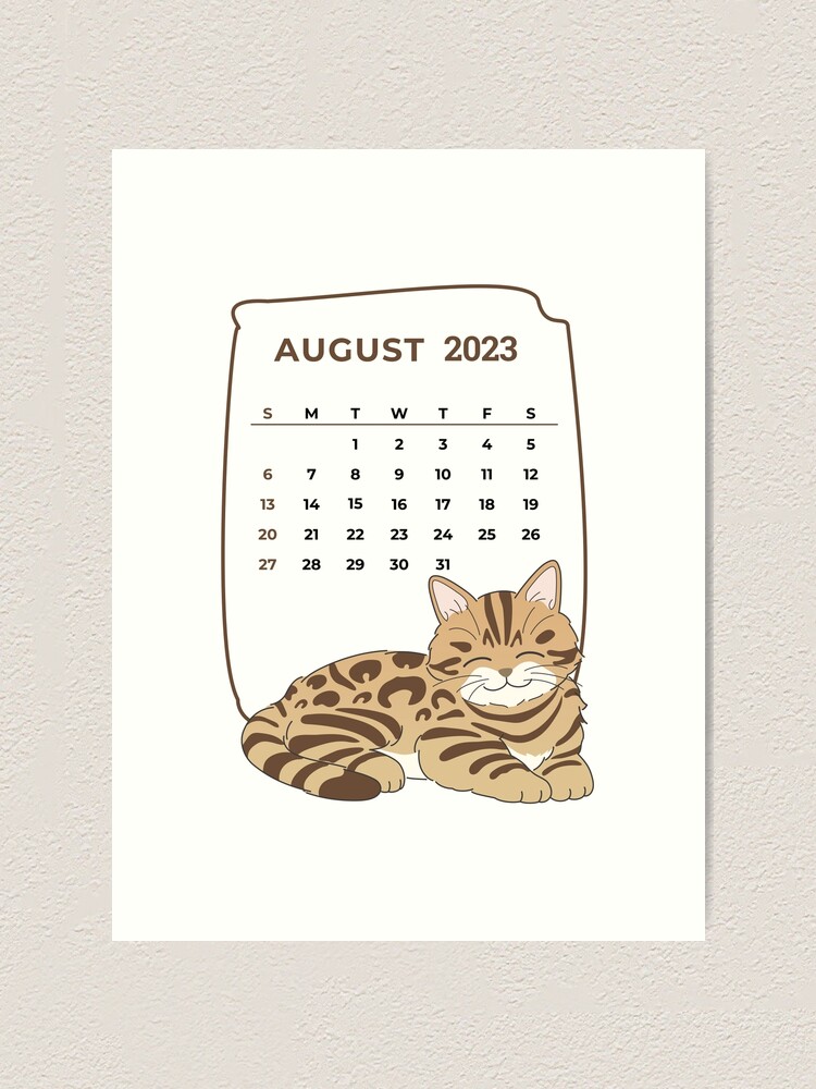 "Cute Cats Calendar 2023, August 2023 Calendar For Cat Lovers, Monthly ...