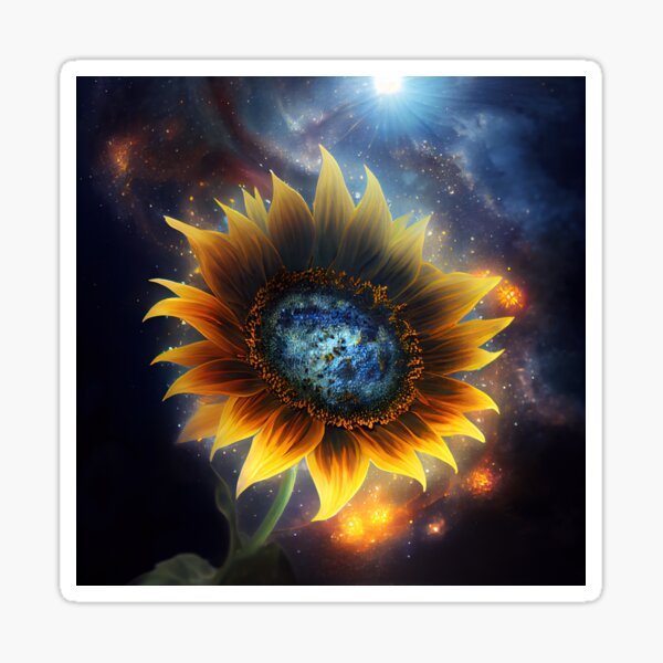 "Cosmic Sunflower" Sticker for Sale by CEVmemories | Redbubble