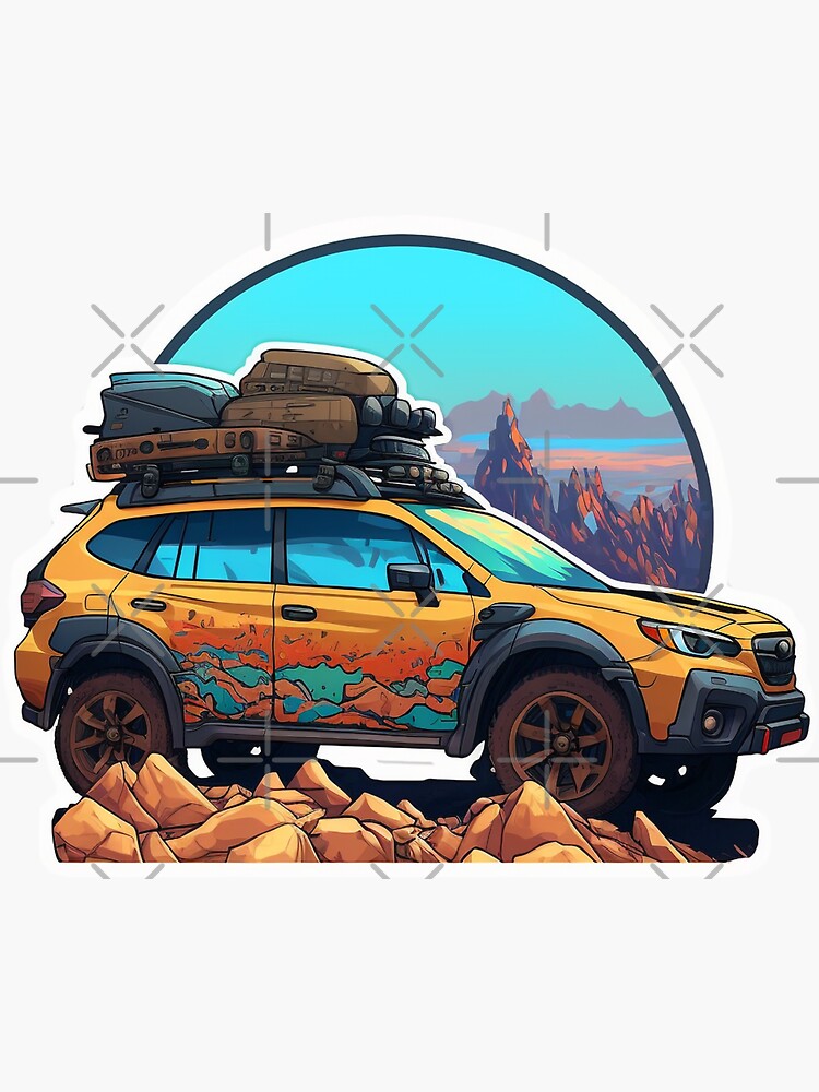 "Subaru - Overlanding Adventures 1 | Colorful Cartoon Travel" Sticker ...