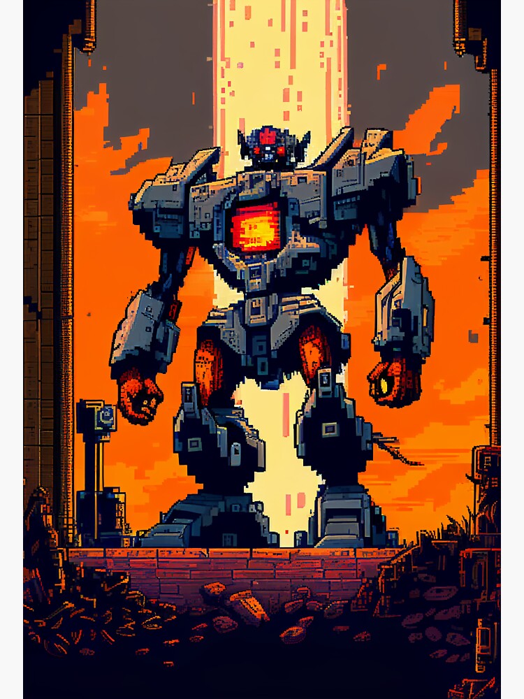"Pixelated Robot Rampage" Sticker for Sale by Digitopia | Redbubble