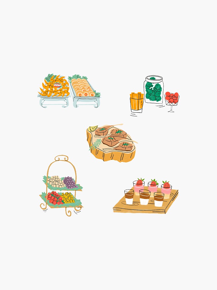 "Buffet food art pack" Sticker for Sale by CinderPress | Redbubble