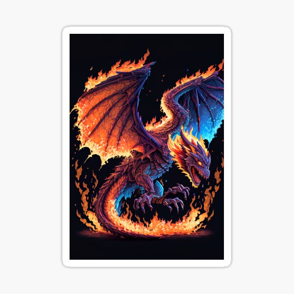 "Pixelated Dragon Rampage" Sticker for Sale by Digitopia | Redbubble