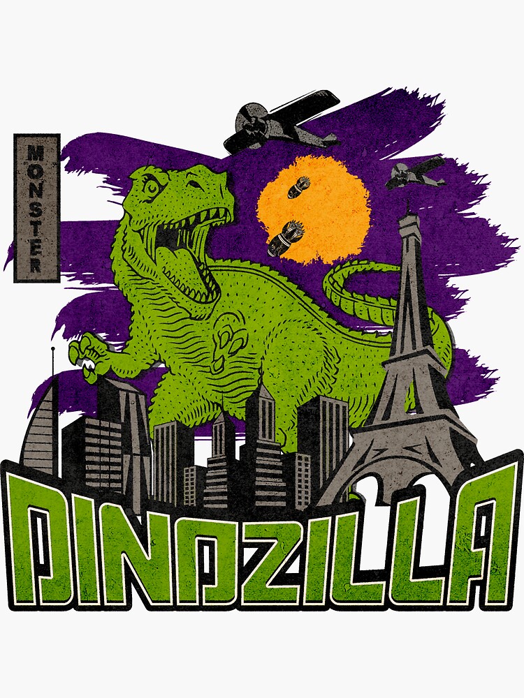 "Dinozilla Attack , Kaiju Retro Vintage" Sticker for Sale by ...