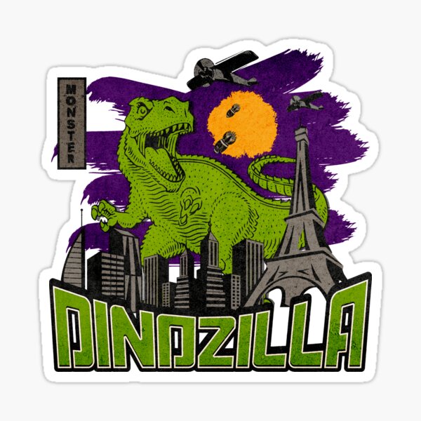 "Dinozilla Attack , Kaiju Retro Vintage" Sticker for Sale by ...