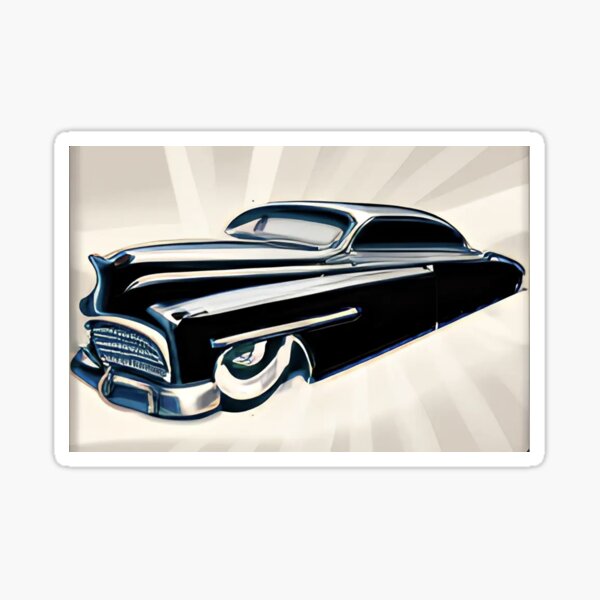 "Black retro lead sled mercury hot rad car art print" Sticker for Sale ...