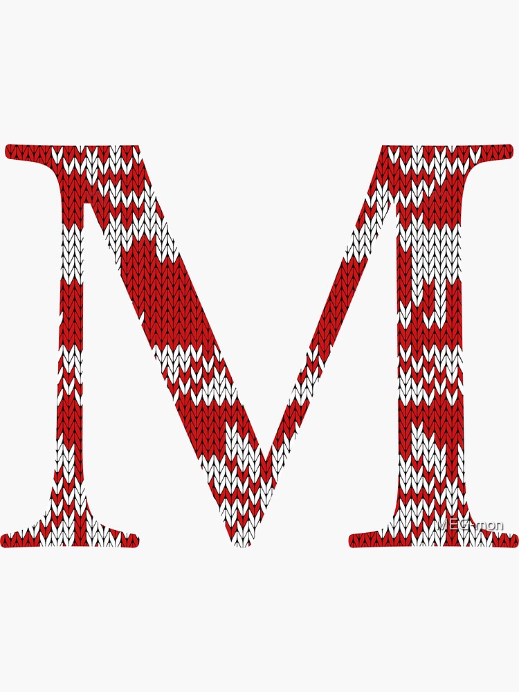 "Alphabet Letter M Knit Red" Sticker for Sale by MEG-mon | Redbubble