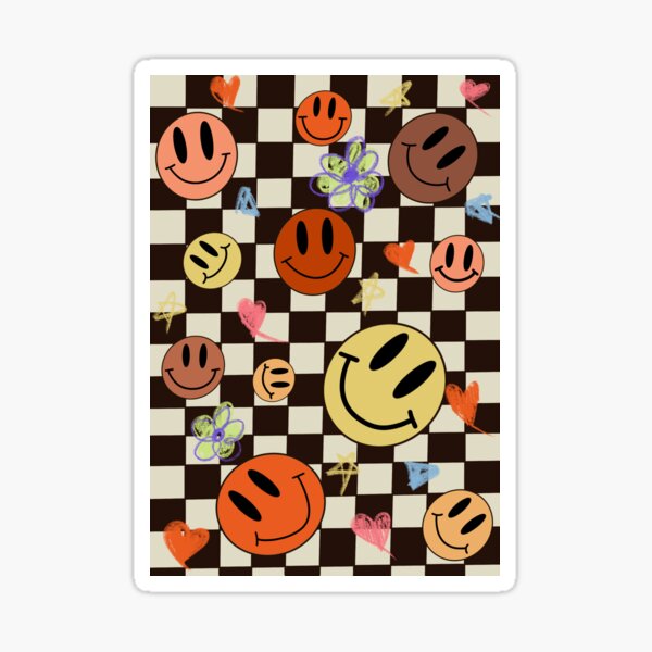 "Fun checkerboard with smileys and doodles" Sticker for Sale by gage-m ...