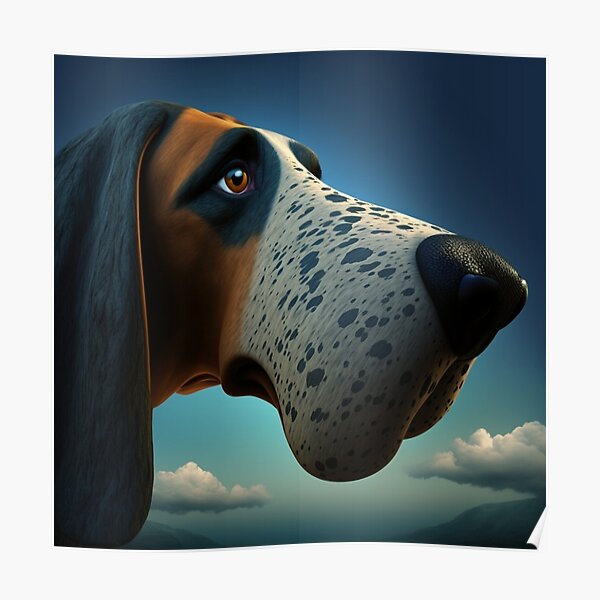 "Dog close up profile of his long ears." Poster for Sale by bubbleliana ...