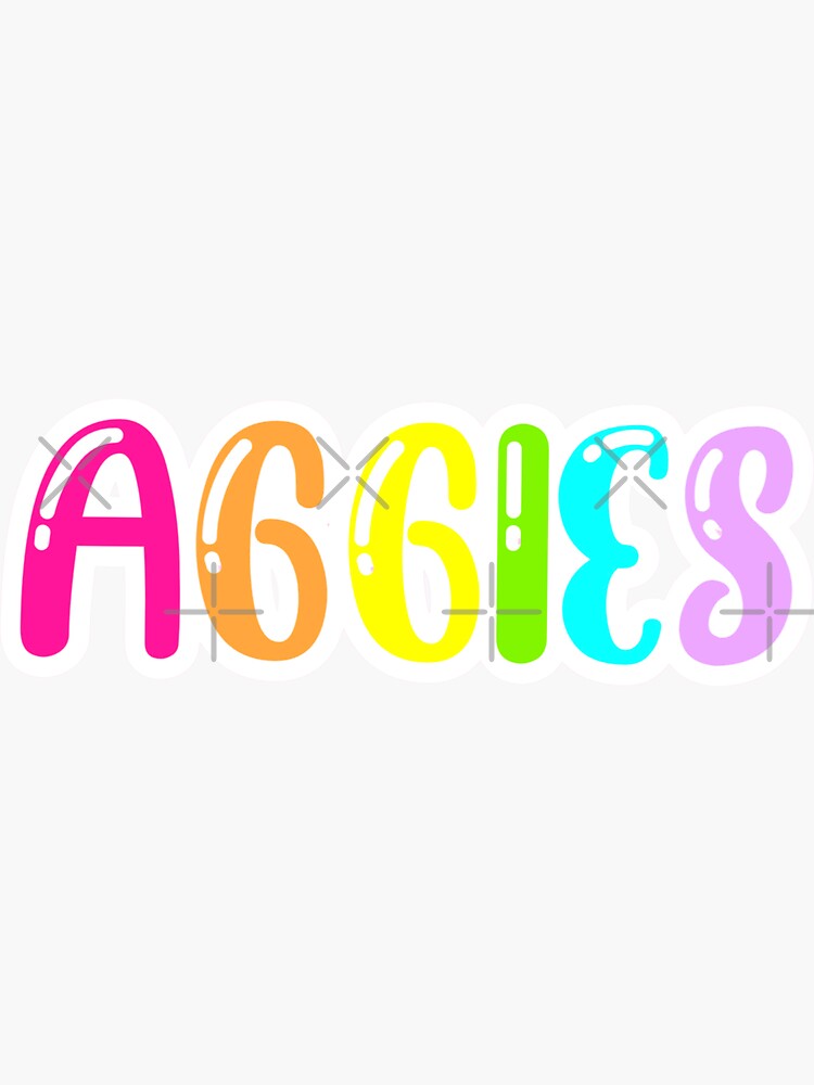 "Rainbow Ombre Text - Aggies" Sticker for Sale by ArtWithAinsley ...