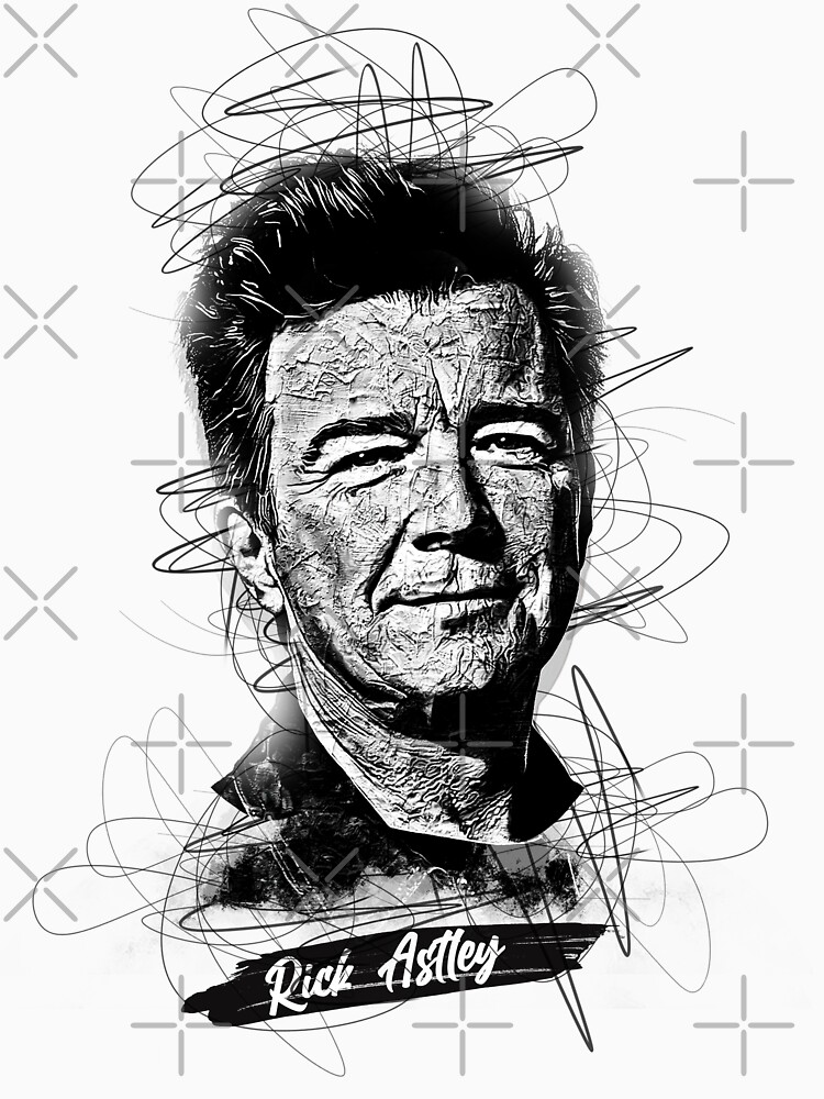 "Rick Astley Shirt, Rick Astley Abstract Sketch Art" T-shirt for Sale ...