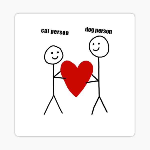 "Cute stick man couple - cat person, dog person " Sticker for Sale by ...