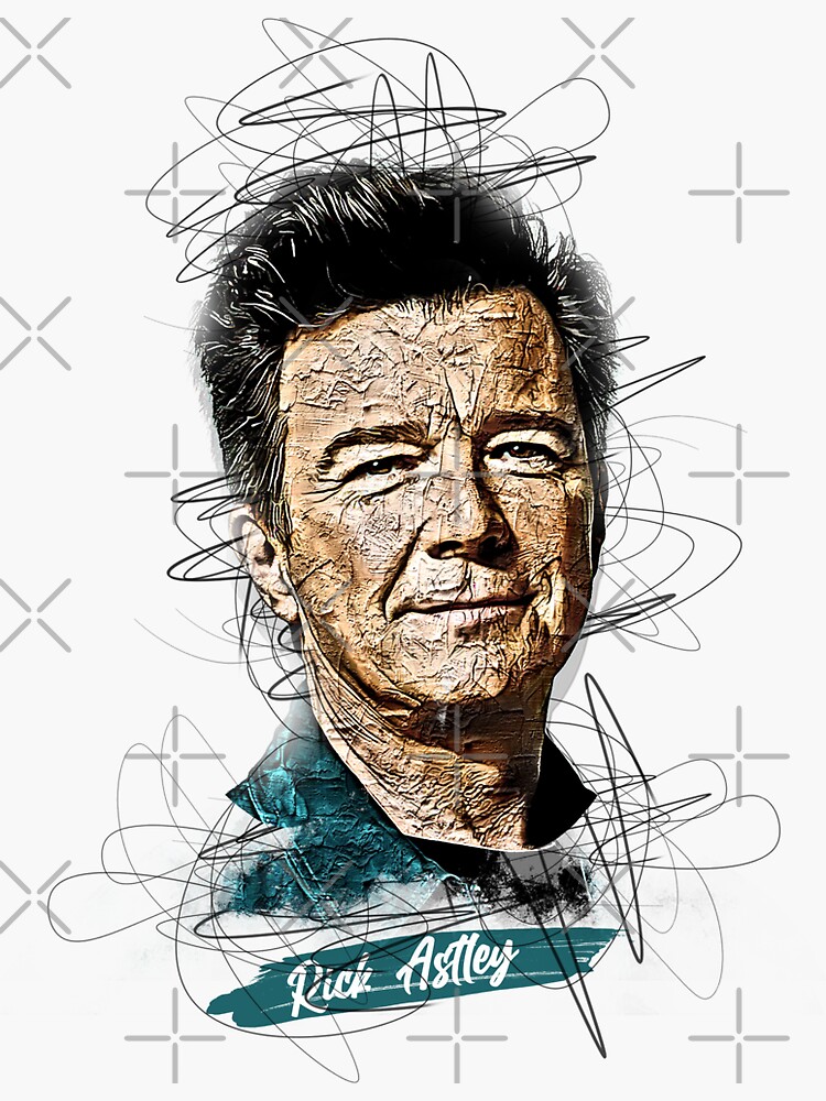 "Rick Astley Shirt, Rick Astley Abstract Sketch Art" Sticker for Sale ...