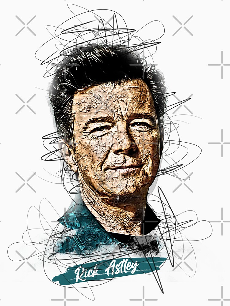 "Rick Astley Shirt, Rick Astley Abstract Sketch Art" T-shirt for Sale ...