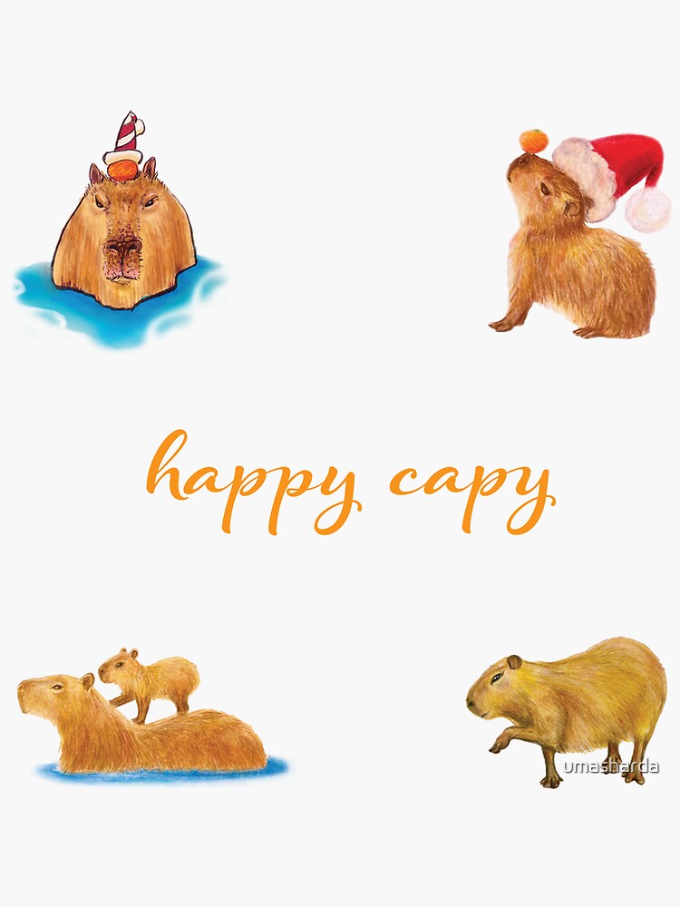 "Happy Capys" Sticker for Sale by umasharda | Redbubble
