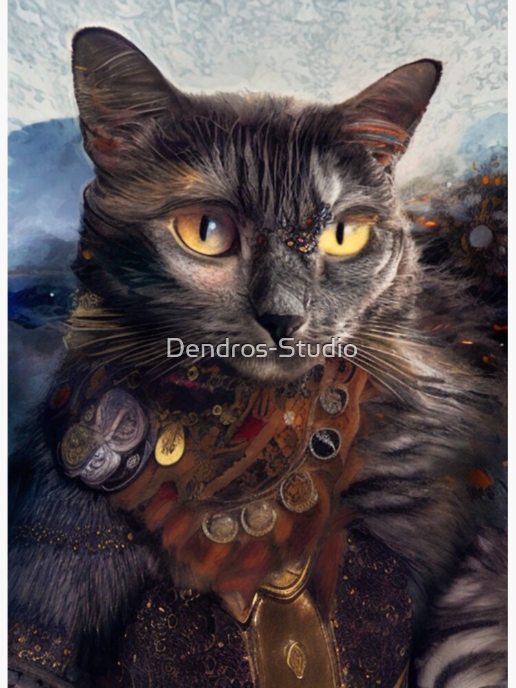 "Knight cat: Baron" Sticker for Sale by Dendros-Studio | Redbubble