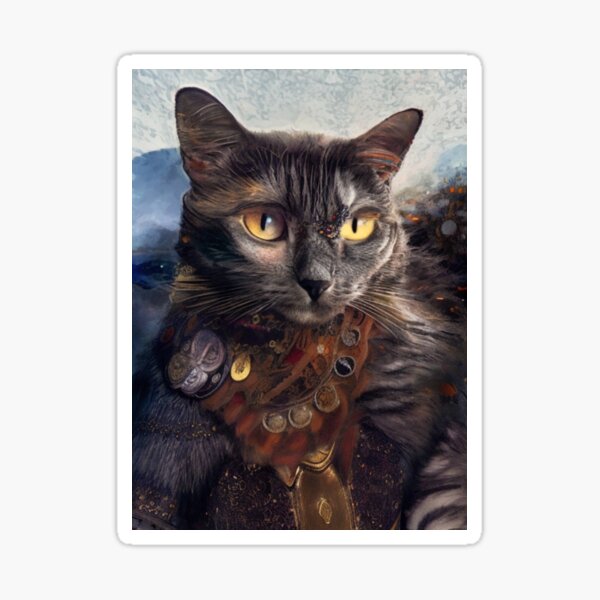 "Knight cat: Baron" Sticker for Sale by Dendros-Studio | Redbubble